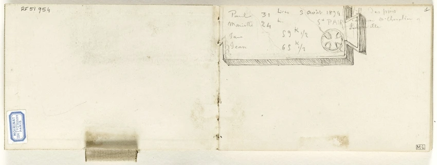 Annotations manuscrites dans un cartouche - Jean Hugues | Musée d'Orsay