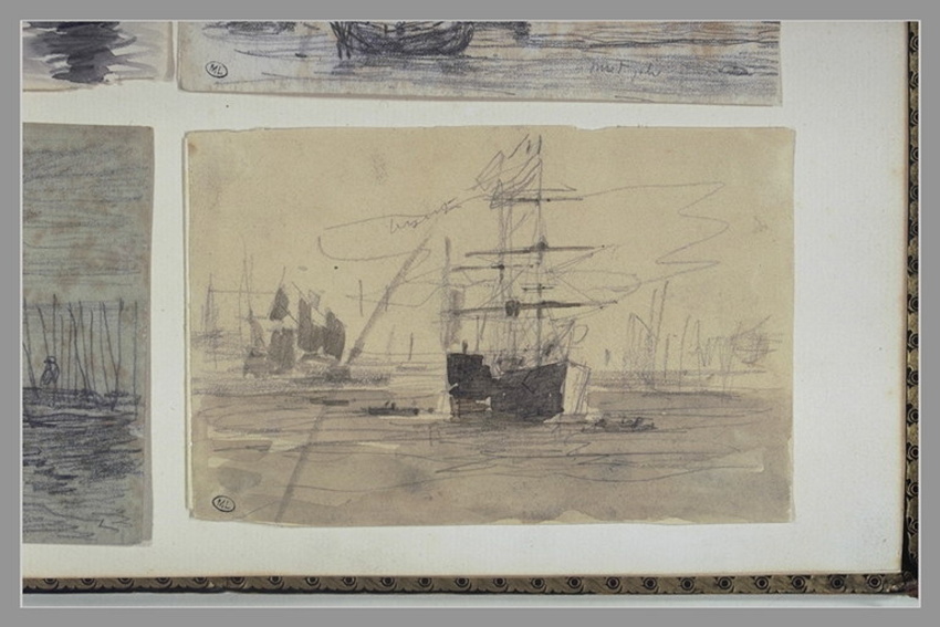 Vapeur au milieu d'une rade - Eugène Boudin | Musée d'Orsay