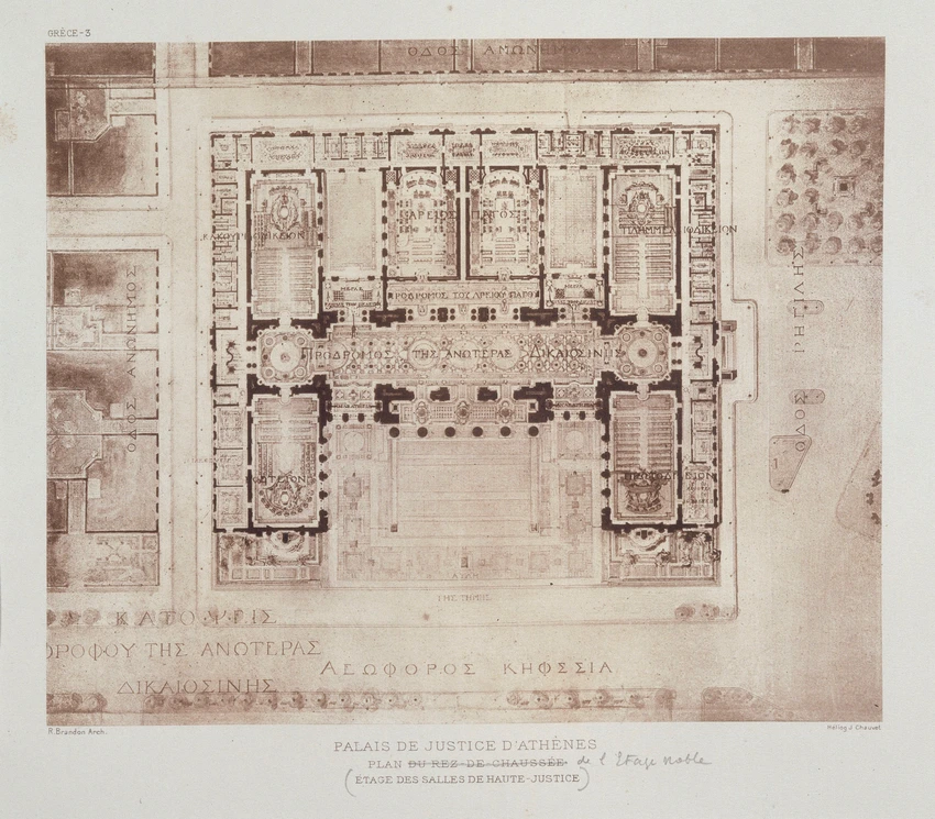 Palais de Justice d'Athènes. Plan de l'étage noble - Raoul Brandon ...