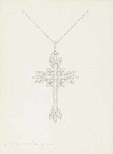 Croix inscrite dans un cercle avec fleur de lys aux extrémités dont une ...