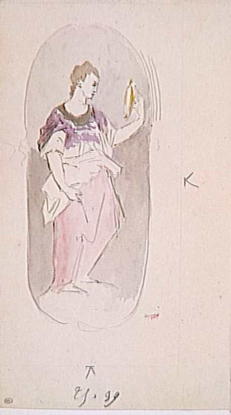 Figure féminine dans une niche ovale tenant un miroir - Edouard Manet ...