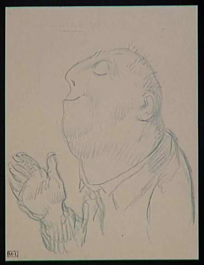 Portrait Caricatural Dun Homme En Buste De Profil à Gauche Les Yeux