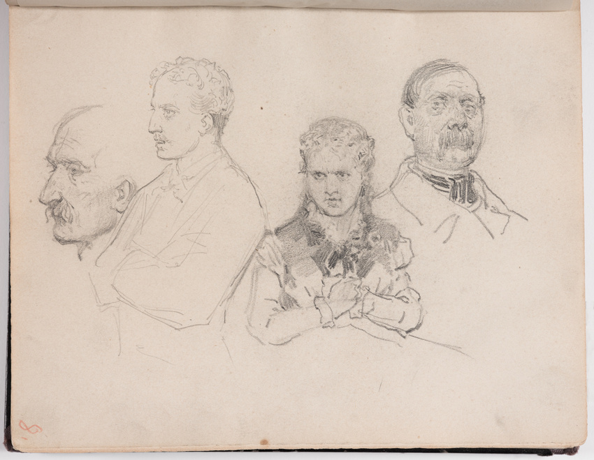 Études de visage, une femme et trois hommes - Ilia Efimovitch Repine ...