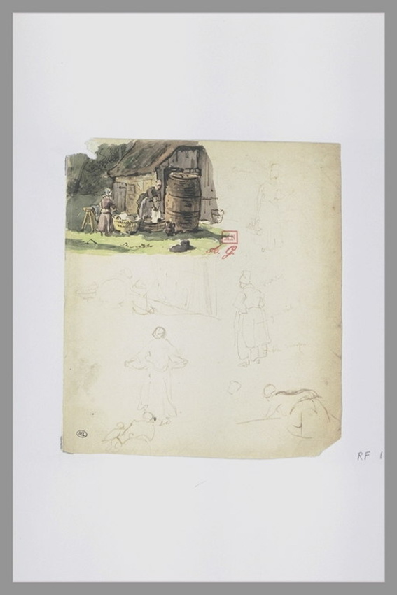 Figures devant une maison ; études de paysans - Amand Gautier | Musée d ...