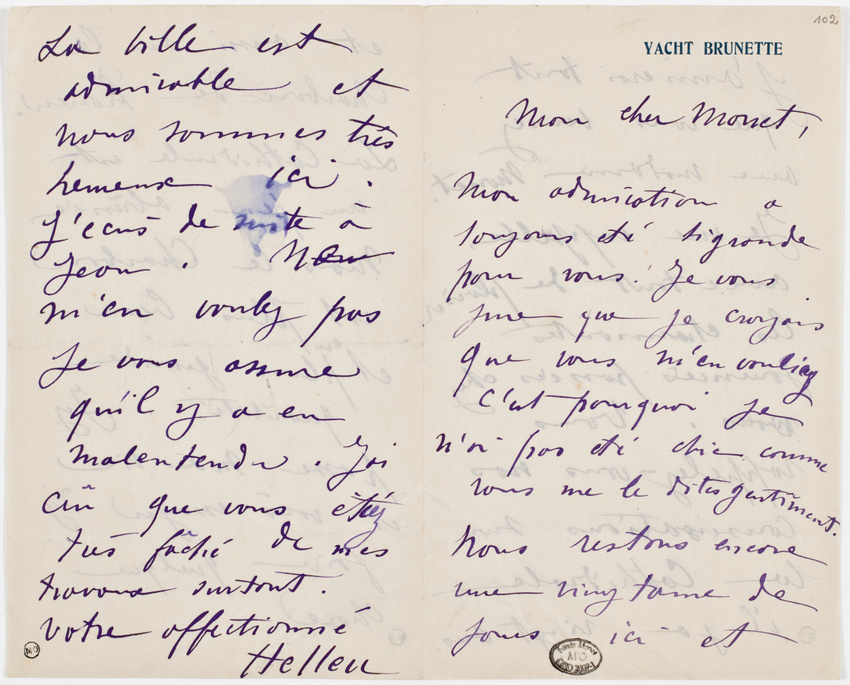 Lettre autographe signée de Paul Helleu à Claude Monet - Paul Helleu ...