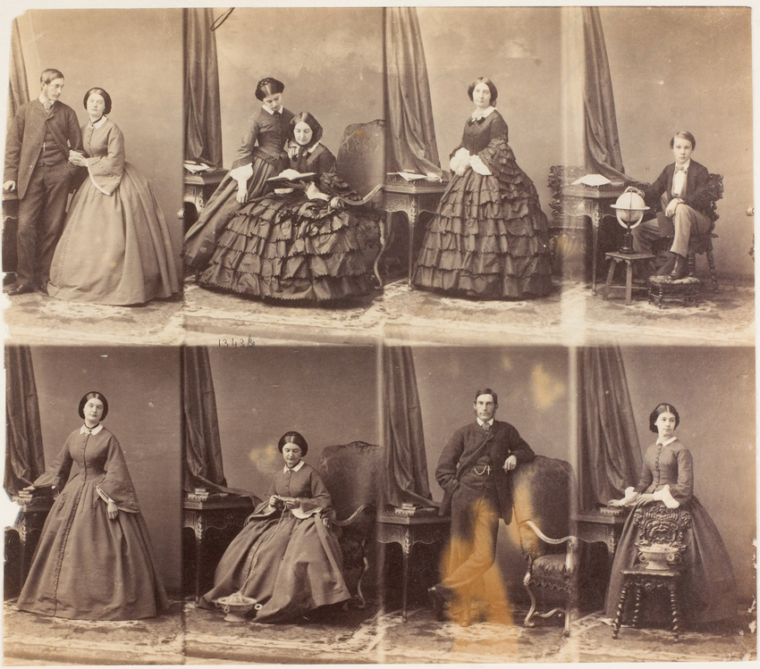 Lady Dering, une jeune femme, un jeune homme et un garçon en huit poses ...